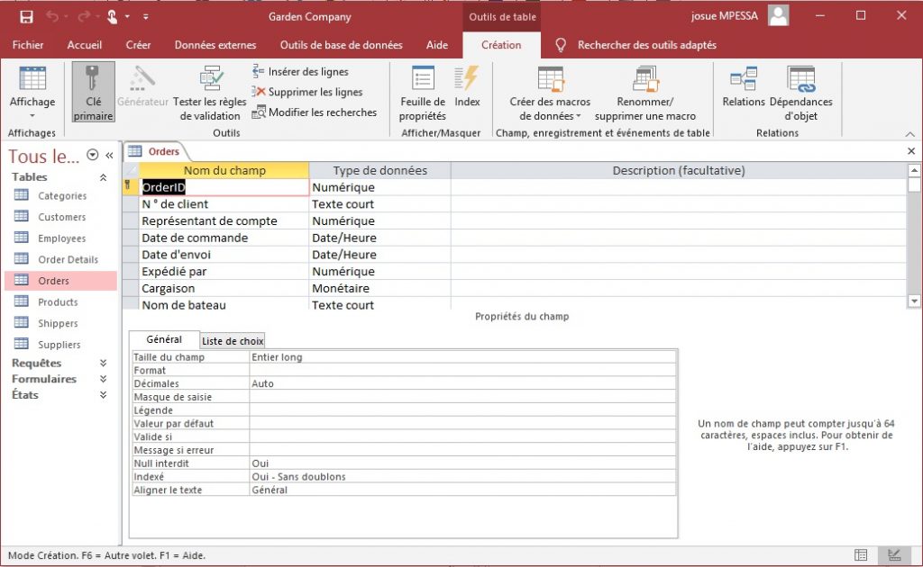 Explorer les tables dans Access