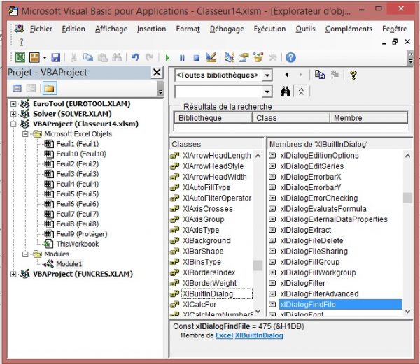 Autres boîtes de dialogue intégrées dans Microsoft Excel VBA