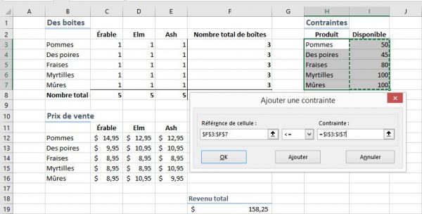 Trouvez des solutions optimales en utilisant le solveur dans Excel