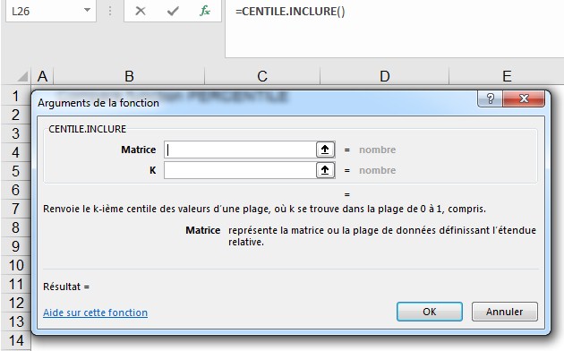 La Fonction RANG POURCENTAGE INCLURE D Excel en Anglais PERCENTILE 