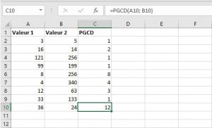 UTILISEZ LA FONCTION PGCD POUR DÉTERMINER LE PLUS GRAND DIVISEUR COMMUN