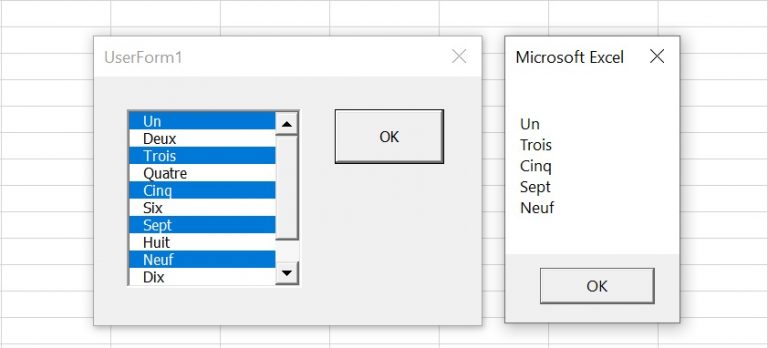 Sélection de plusieurs éléments dans une liste avec une zone de liste ...