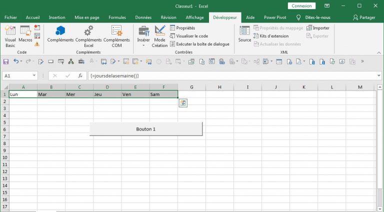 Exemple de programme dans Excel VBA qui crée une fonction