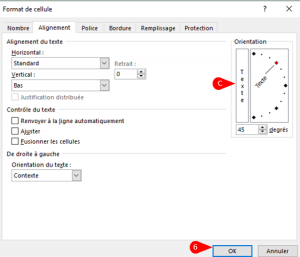 Faire pivoter le texte dans une cellule Excel