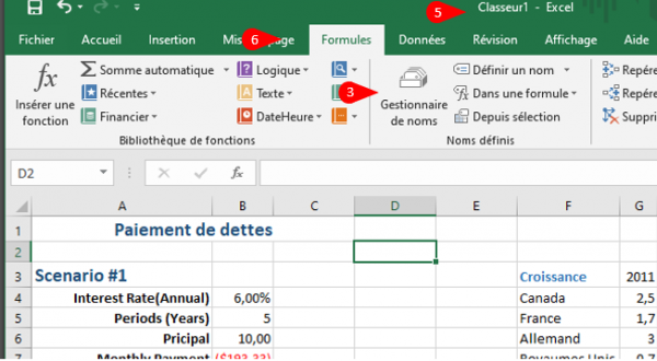 Changer le nom d'une plage de cellules dans Excel