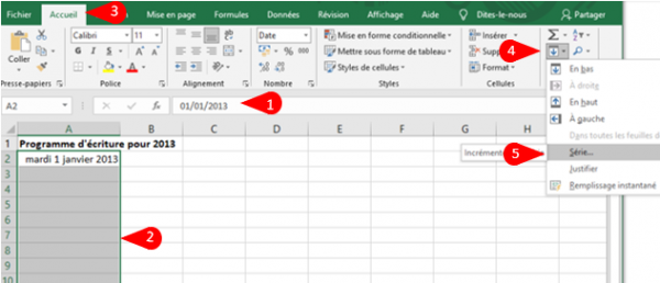 Remplir une plage avec une série de valeurs dans Excel