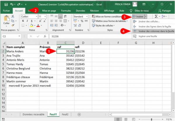 Insérer une ligne ou une colonne dans Excel