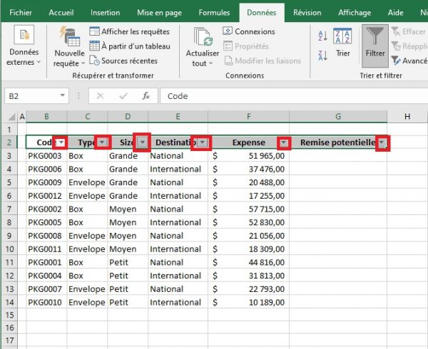 Filtrer une plage ou un tableau Excel