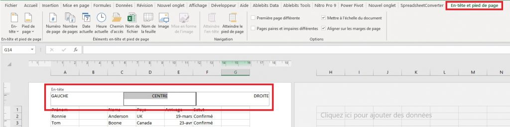 Comment insérer des numéros de page dans Excel