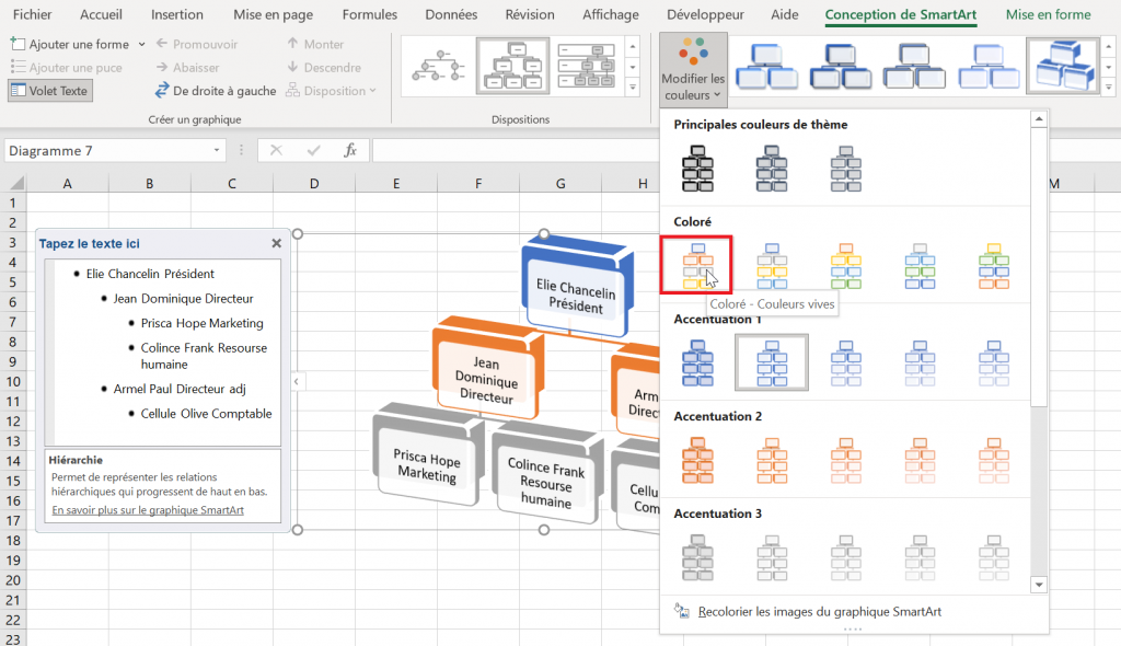 Comment créer un graphique SmartArt dans Excel