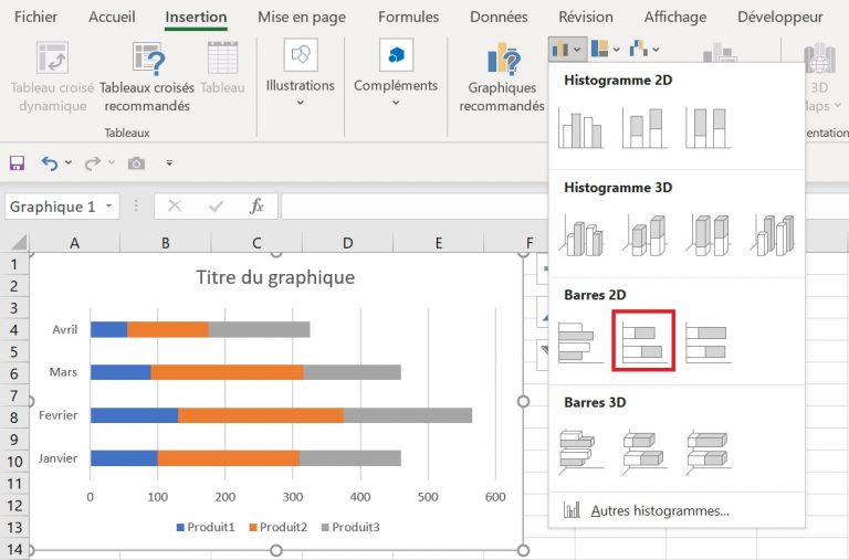 Comment créer un graphique à barres dans Excel