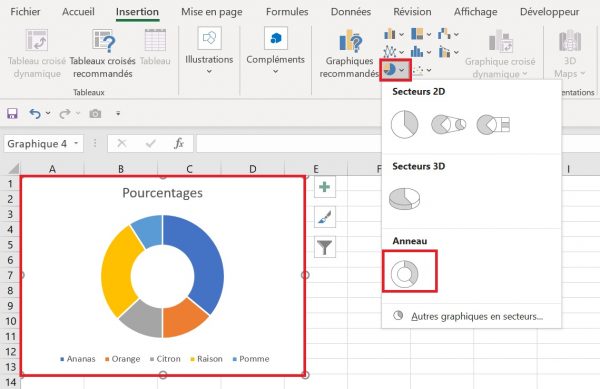 Comment créer un graphique en secteurs dans Excel