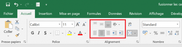 Modifier l'alignement et l'orientation des cellules dans Excel