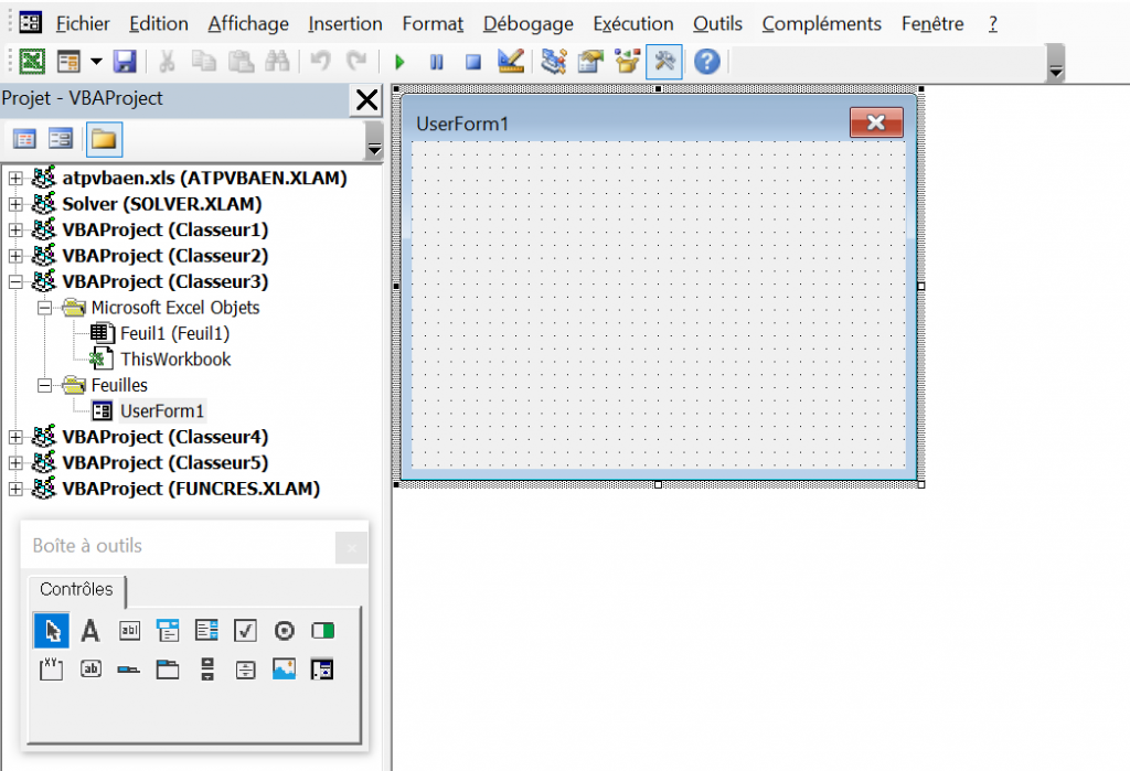 Création et gestion d’un UserForm, Excel VBA