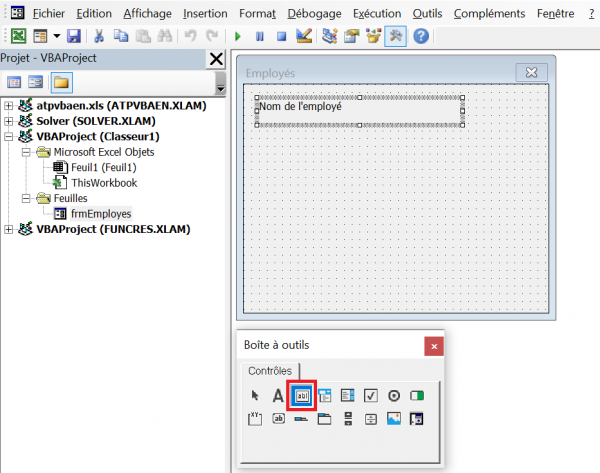 Création et gestion d’un UserForm, Excel VBA