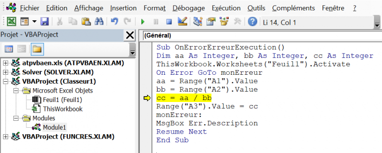 Gestion des erreurs et débogage dans Excel VBA