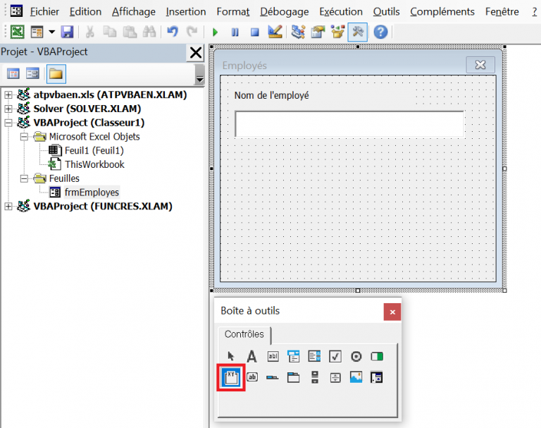 Création et gestion d’un UserForm, Excel VBA