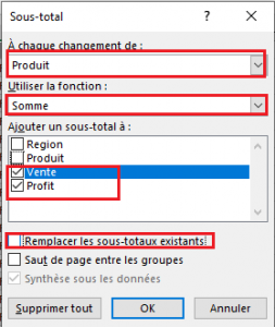 Insérer des sous-totaux dans Excel