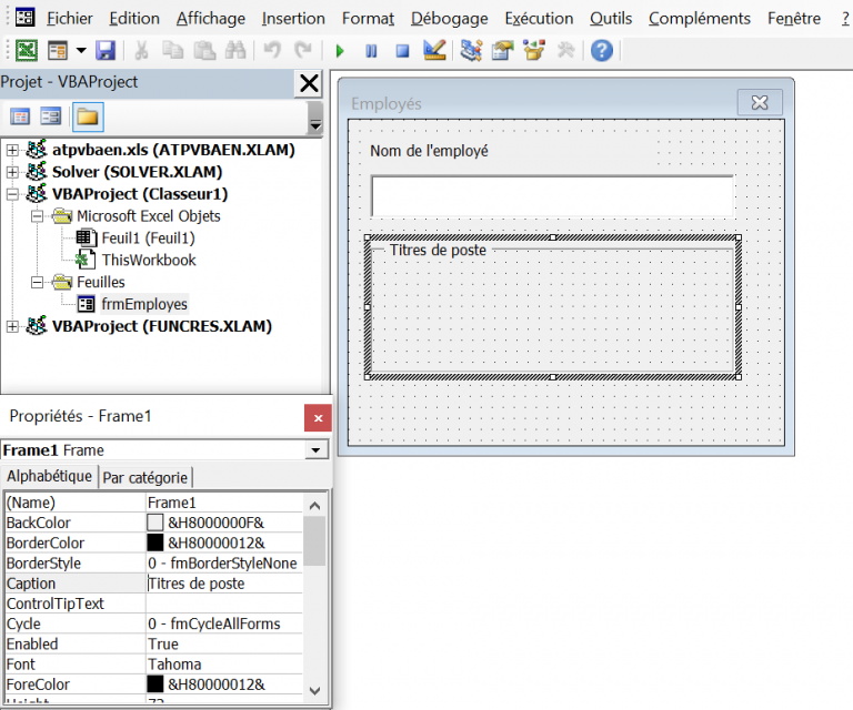 Création et gestion d’un UserForm, Excel VBA
