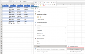 Convertir un tableau en une plage normale dans Excel