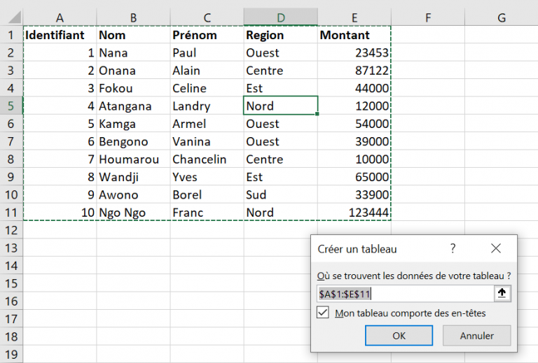 Convertir un tableau en une plage normale dans Excel