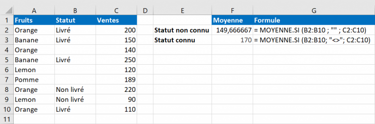 Calcul de la moyenne sur Excel