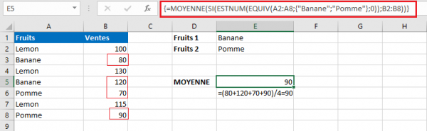 Calcul de la moyenne sur Excel