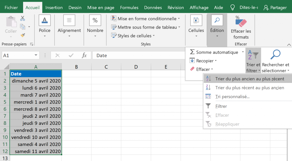 Comment trier par date dans Excel: par ordre chronologique, par mois, tri automatique