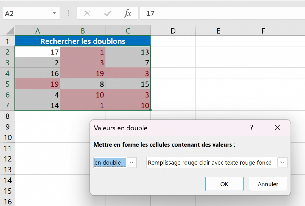 Rechercher et supprimer des cellules en double dans Excel