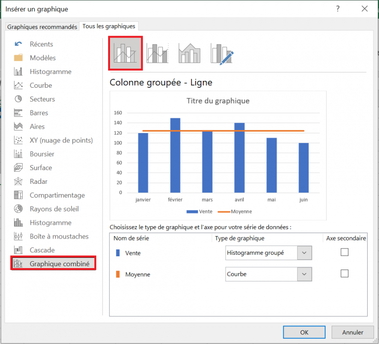 Ajouter une ligne dans le graphique Excel (ligne moyenne, référence ...