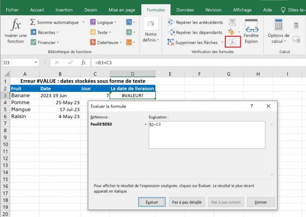 Erreur #VALEUR! dans Excel : causes et correctifs