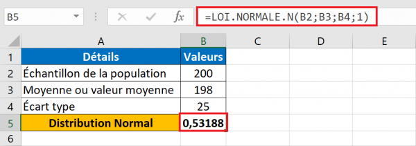 Distribution normale dans Excel